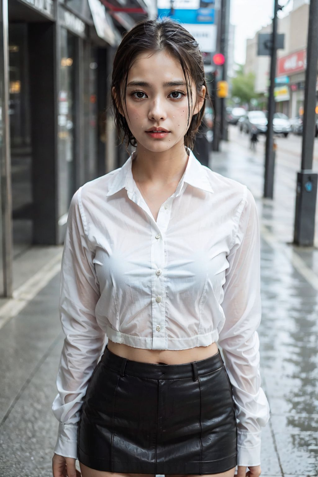 우산이 없어 흠뻑 젖은 Ai 후방주의 꾸르