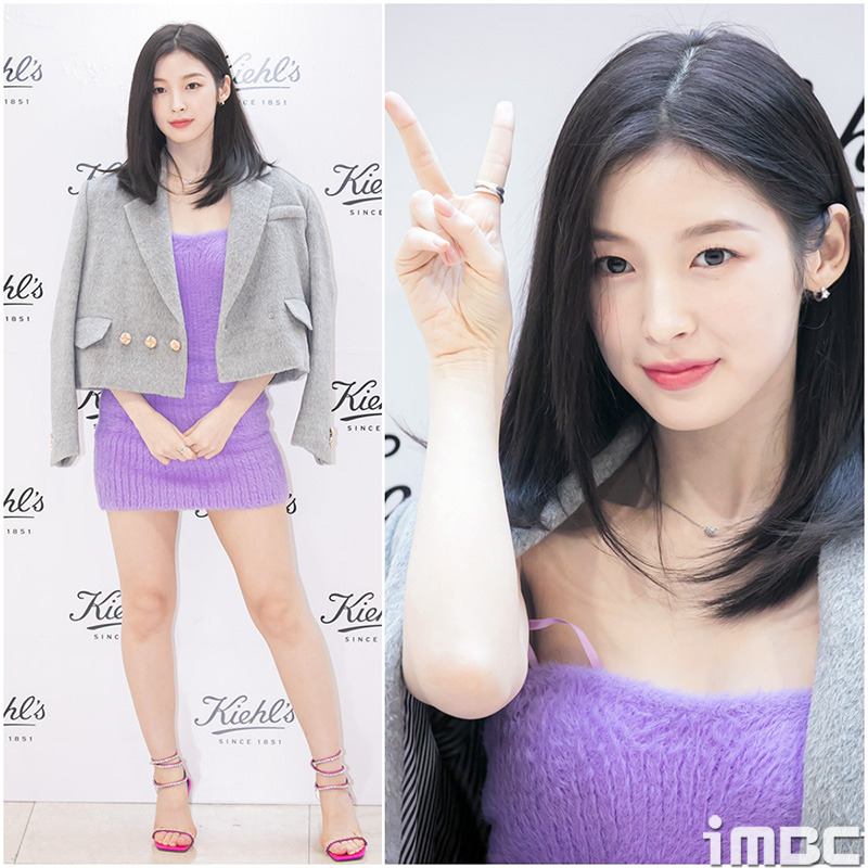 오마이걸 아린 보라색 니트원피스 몸매 스압 방송연예 꾸르