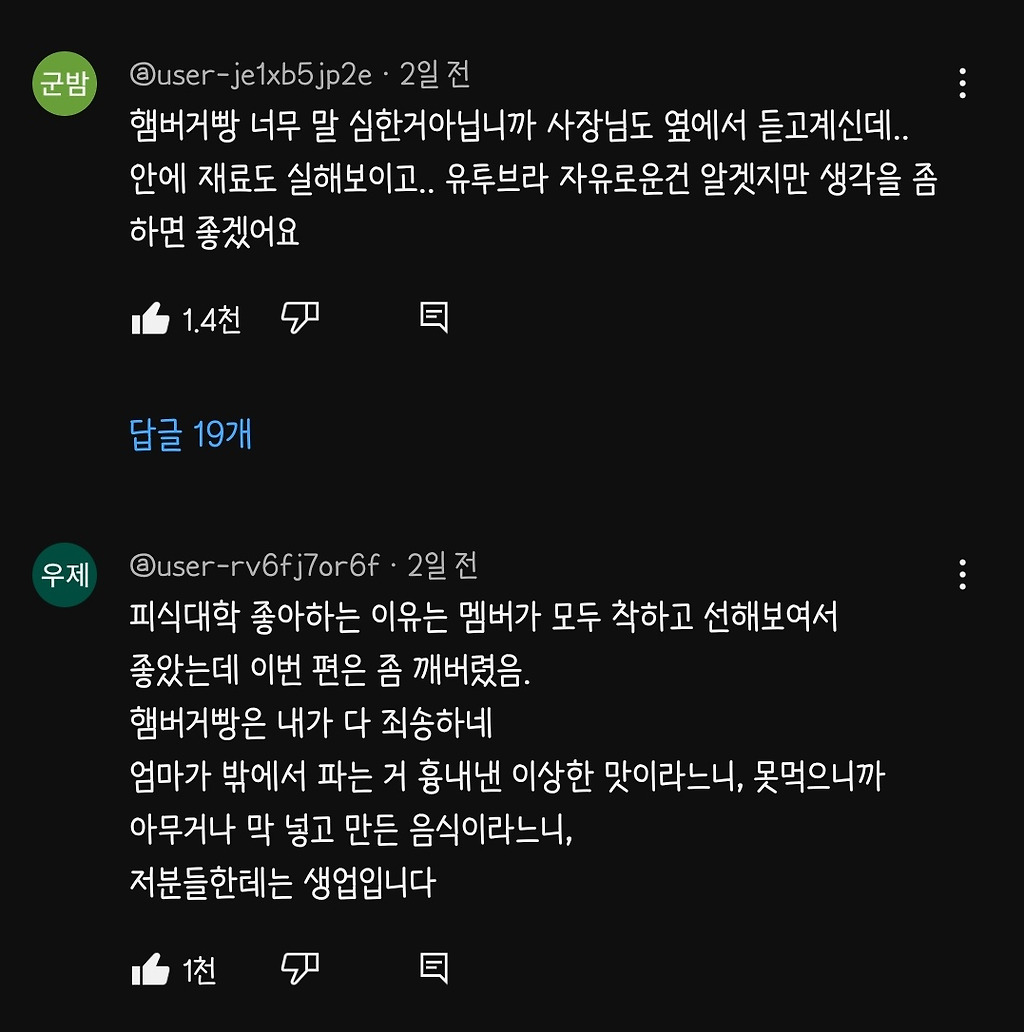 판and톡 피식대학 지역 비하발언 논란댓글반응피식대학이 간 음식점 주인 Jtbc인터뷰 Daum 카페