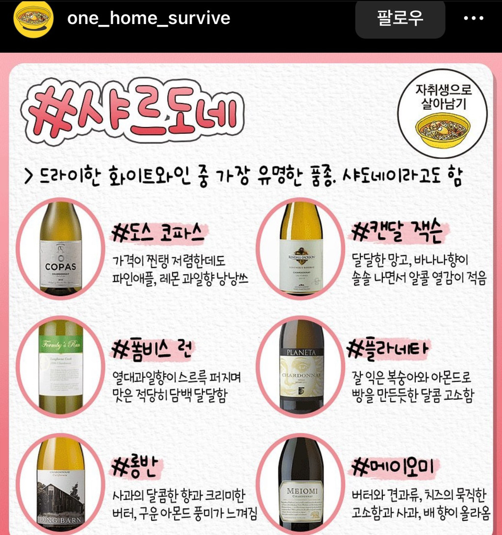 술부심 품종별로 맛과 풍미 구분한 와인리스트 Daum 카페
