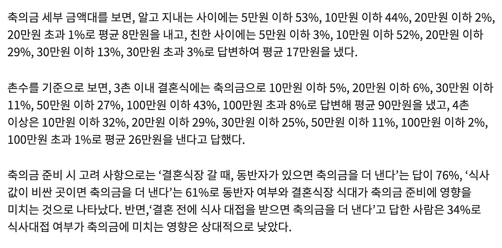 뉴스를 읽다 결혼식 축의금 알고 지내는 사이 8만원·친한 사이 17만원 Daum 카페