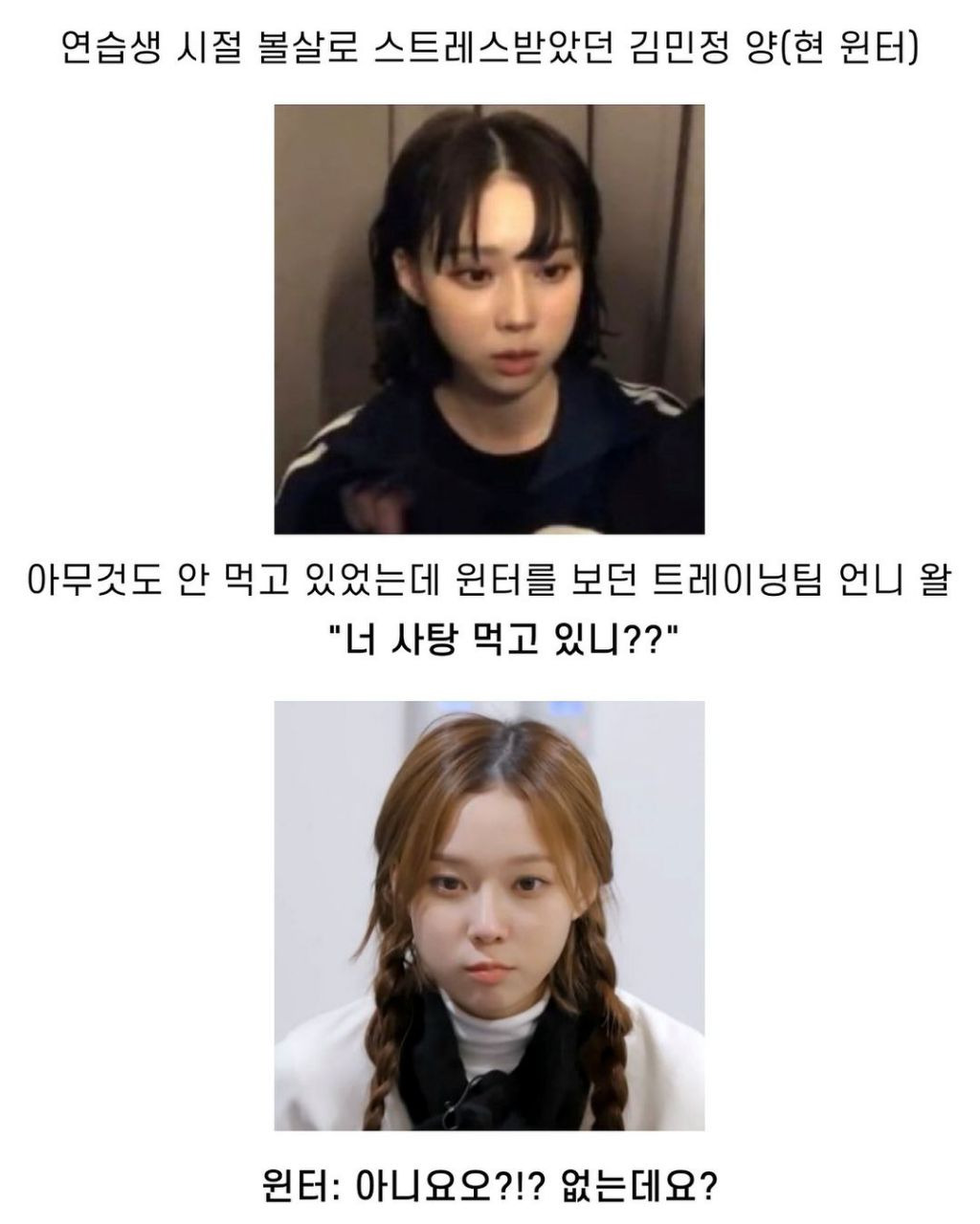 혹하게하는것들 연습생 시절 볼살 때문에 스트레스 받았던 윈터 Daum 카페