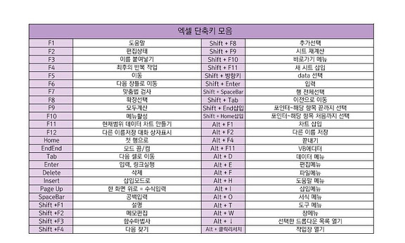 다양한 분야 정보 공유하기 | 유용한 엑셀 기초 단축키 모음 - Daum 카페