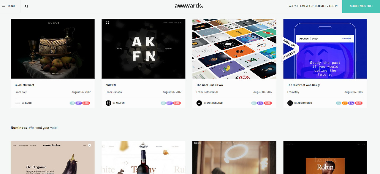 Awwwards.한 해의 웹사이트 수상작 데이터 시각화
