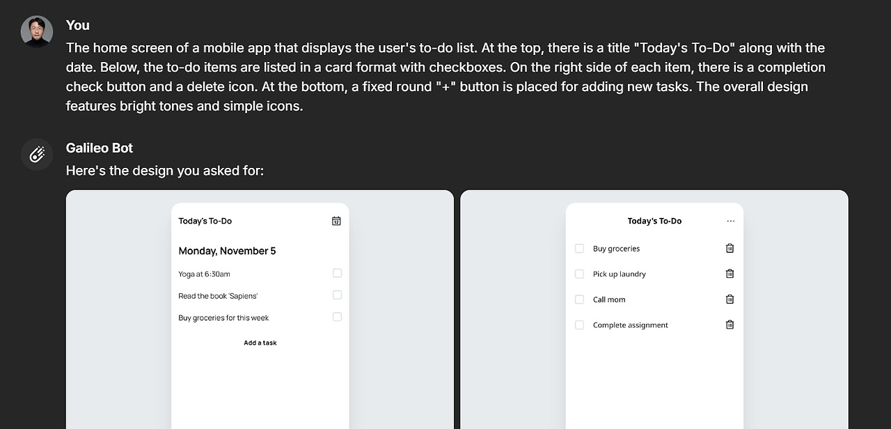 갈릴레오 AI로 Text to UI 디자인을 마스터하기