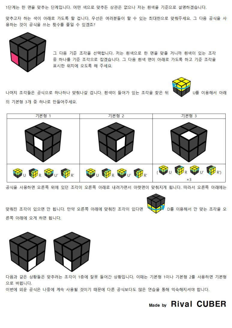 2x2x2 큐브 초급 해법 전체