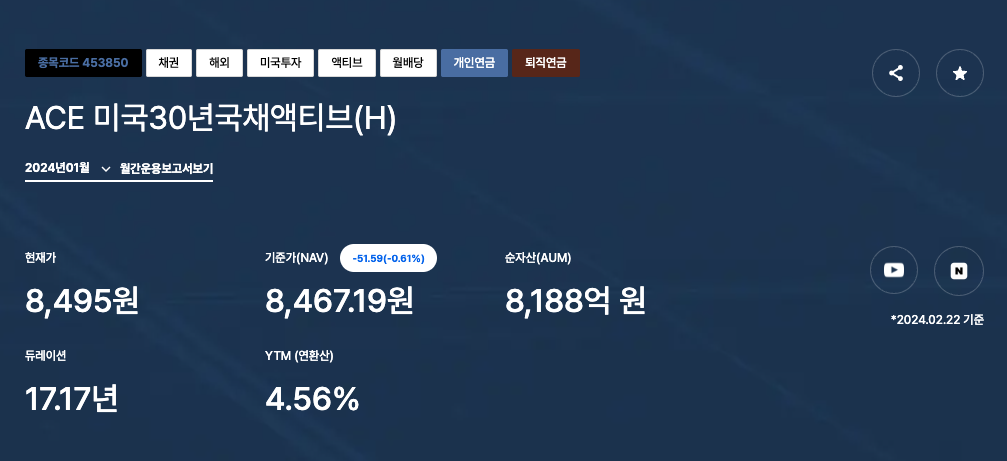 국내에 상장된 국채 관련된 추천 ETF들 정리