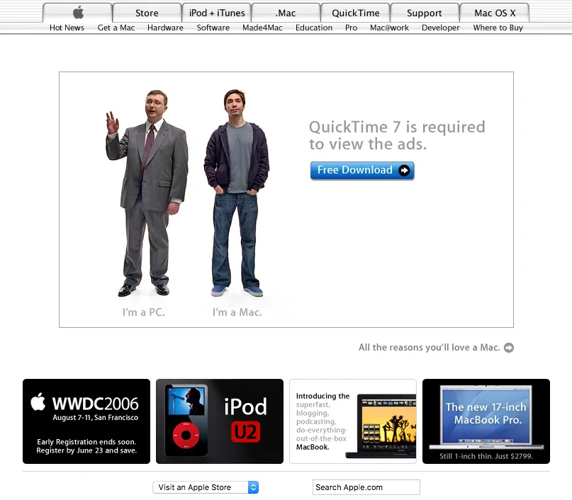 History of Apple web site