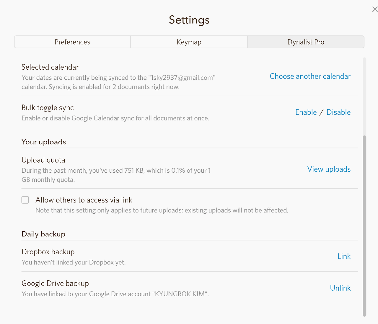 Dynalist 백업에 관하여