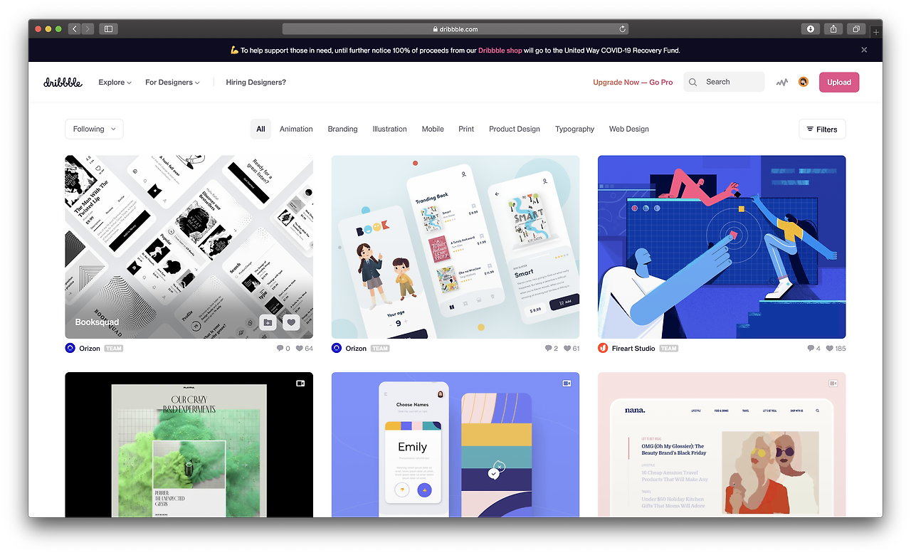 [UX] dribbble 뜯어보기