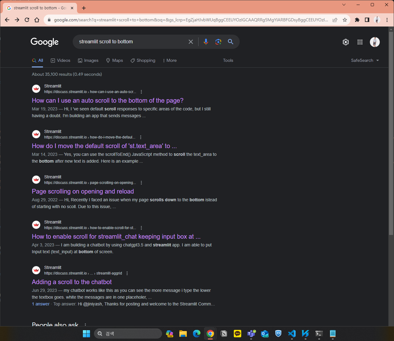 Streamlit Scroll Function