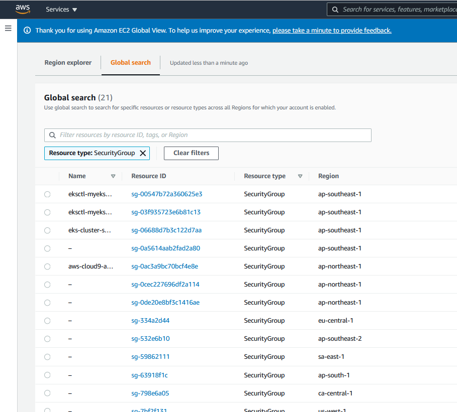 AWS EC2 Global View 기능