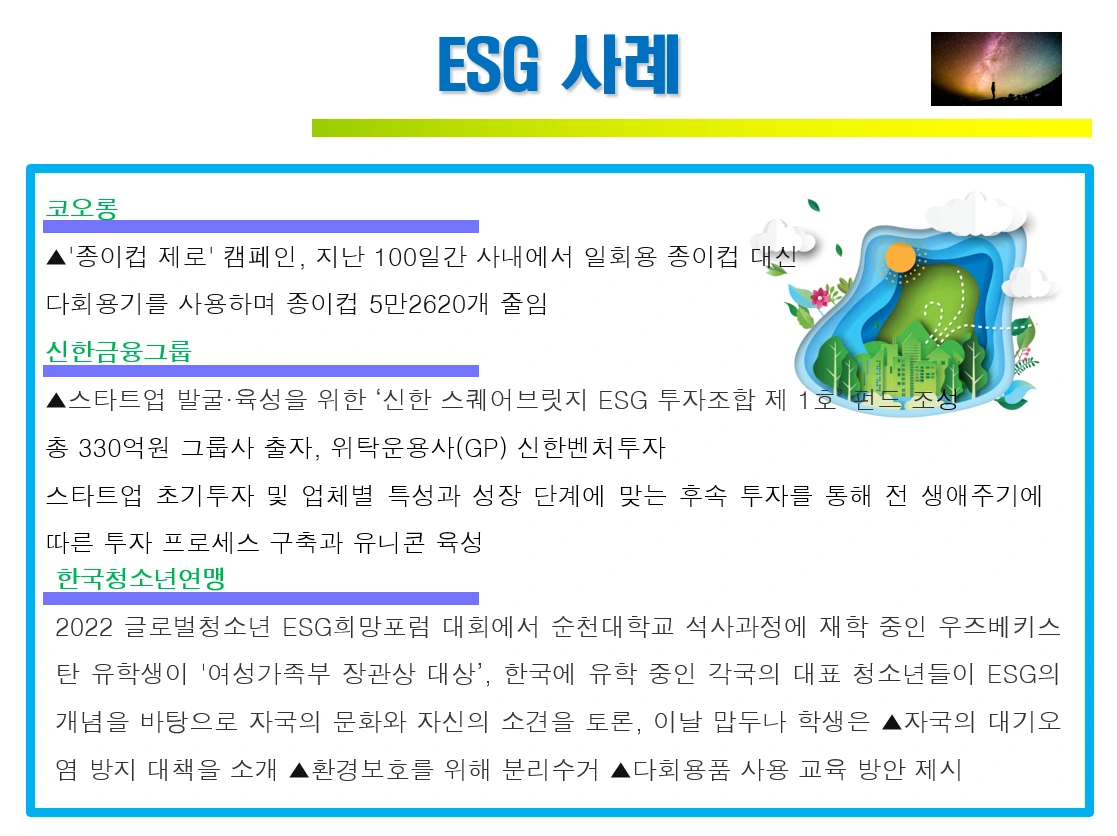 12. ESG 실천사례, 한국랭킹 120, CSR