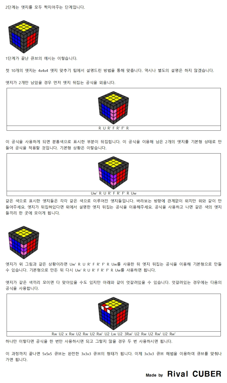 5x5x5 큐브 해법 전체