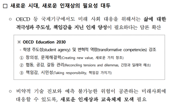 새로운 시대의 새로운 교육과정과 인재상