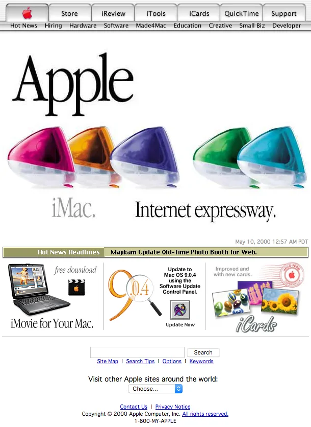History of Apple web site