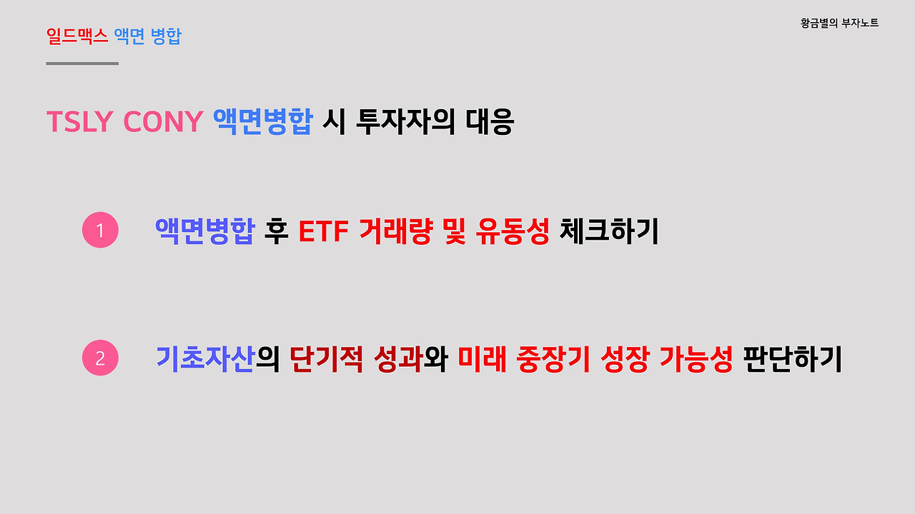 일드맥스 TSLY CONY 액면병합 이슈