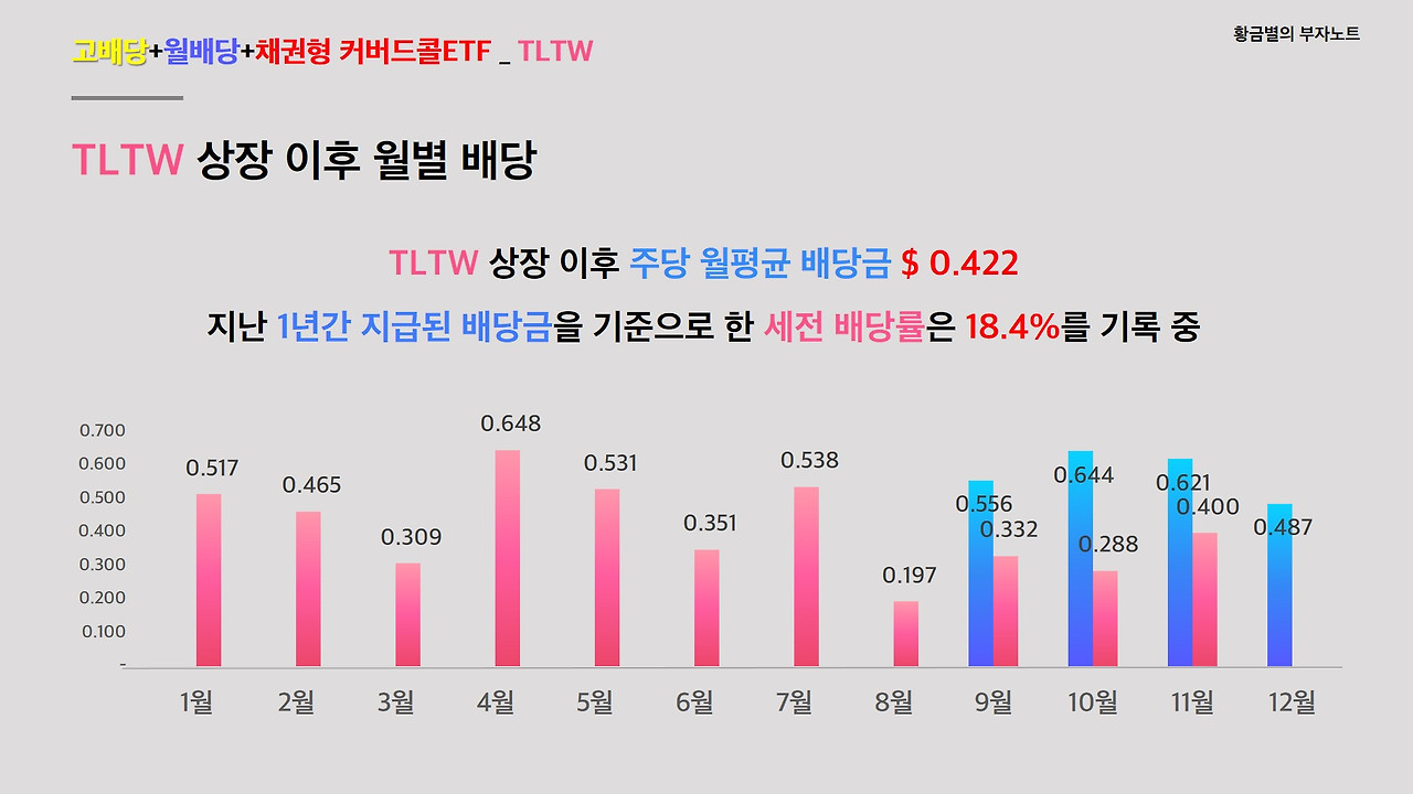 배당률 18.4%인 TLTW 2023년 11월 배당정보