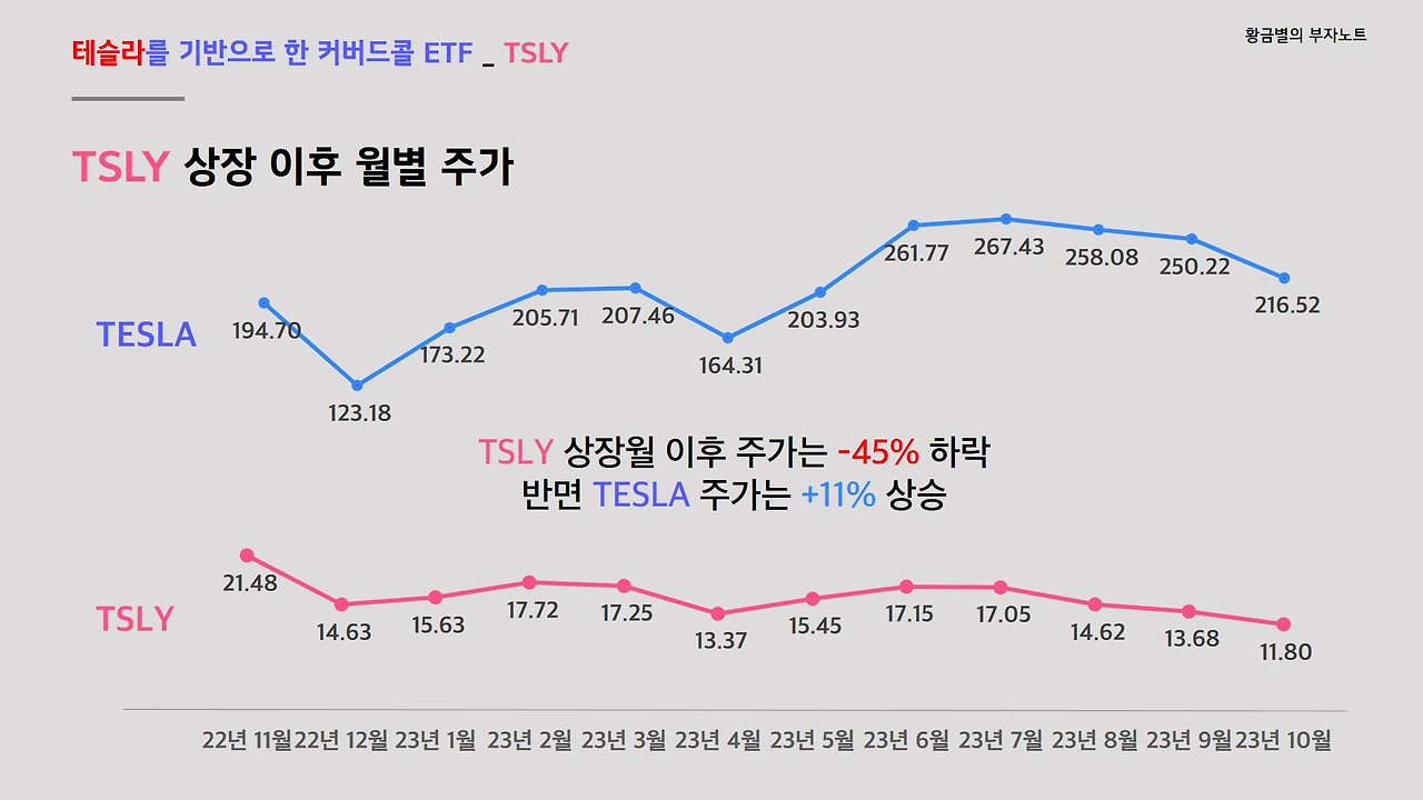 배당률 70% 테슬리 TSLY 1000주 투자시 성과는