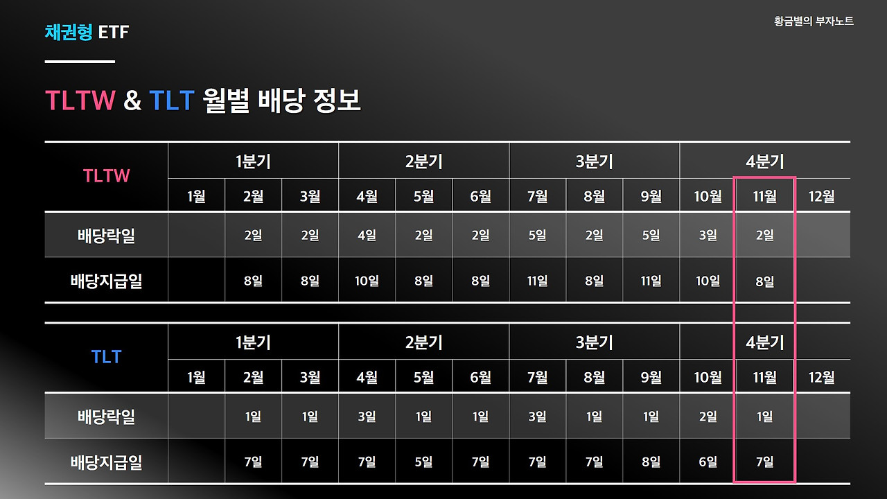 배당률 18.4%인 TLTW 2023년 11월 배당정보