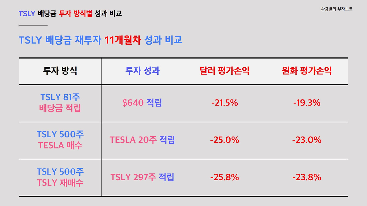 TSLY 배당금을 11개월 동안 적립했는데..