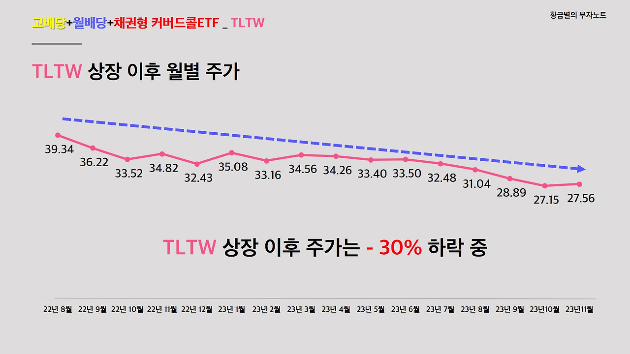 배당률 18.4%인 TLTW 2023년 11월 배당정보