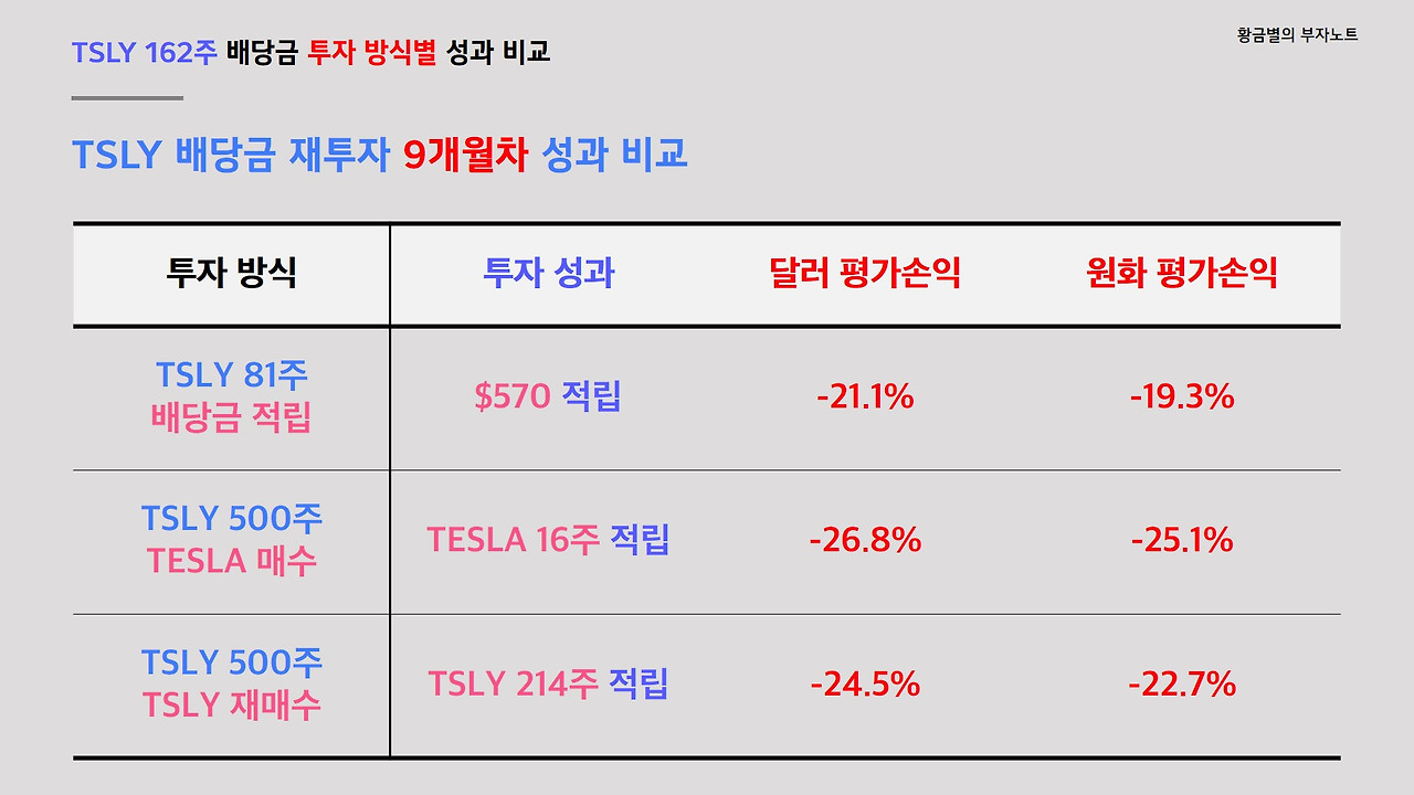 TSLY 투자원금 회수하기 9개월차 성과는 -20%