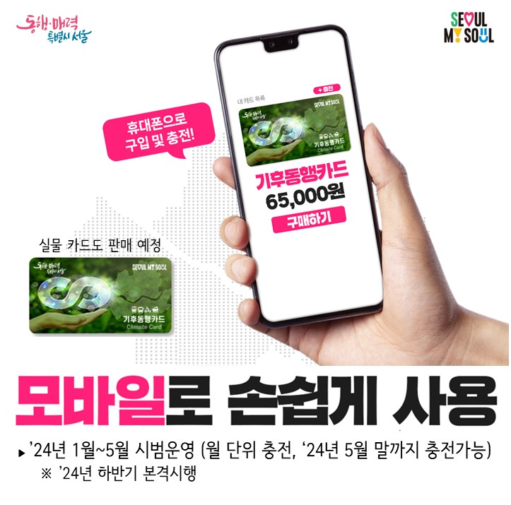 월 6만5천원 대중교통 무제한 기후동행카드 나온다
