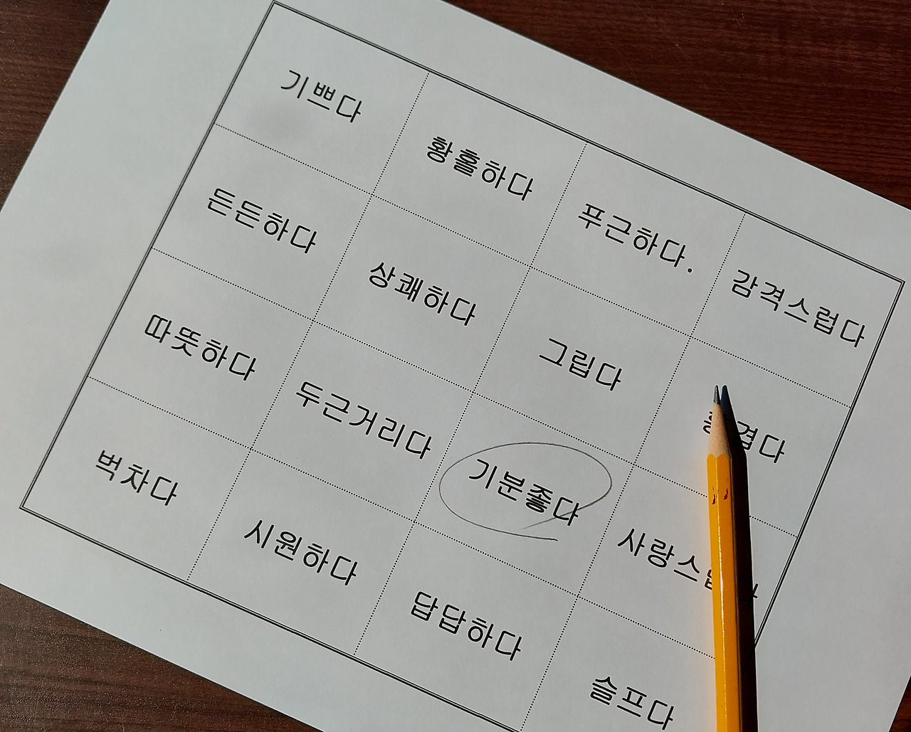 Asd 그룹놀이 감정어휘 맞추기