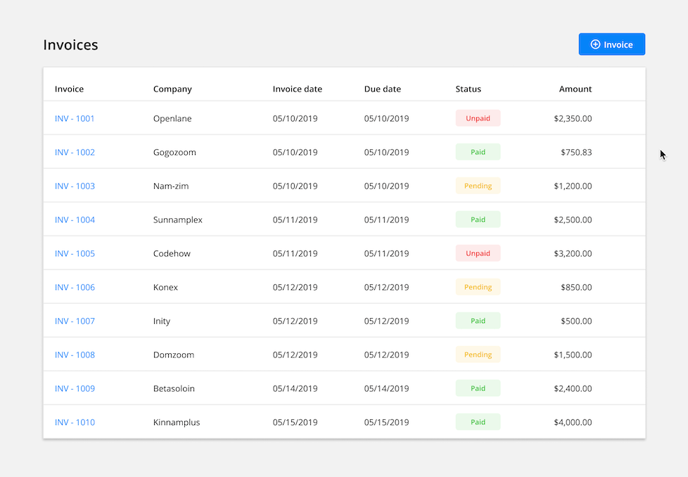 UI 디자인 가이드 : Data Table 설계