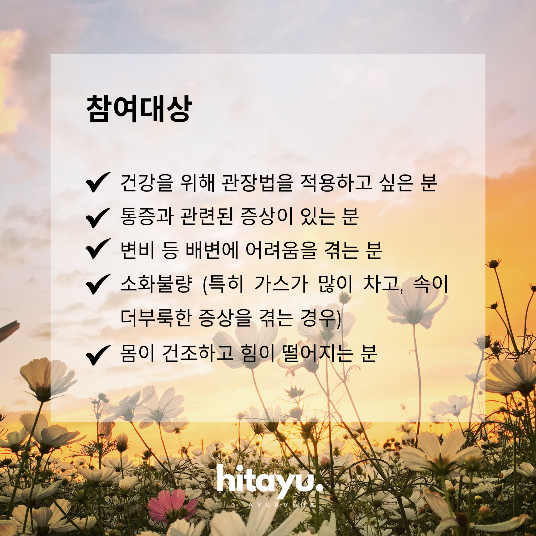 아유르베다 11 맞춤 관장 치유 프로그램