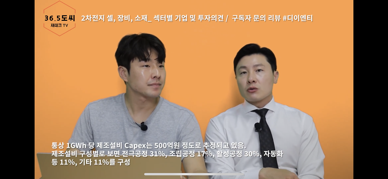 2차전지 셀 소재 장비 섹터별 기업 및 투자의견