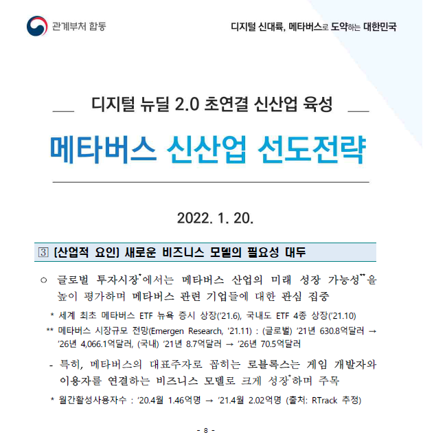 메타버스 시장 전망 데이터 정리