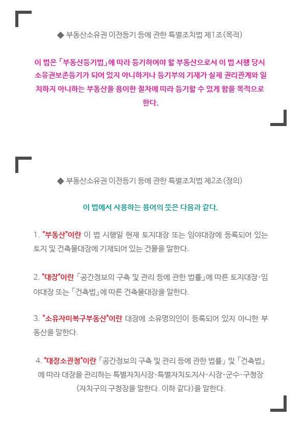 부동산 소유권 이전등기 등에 관한 특별조치법