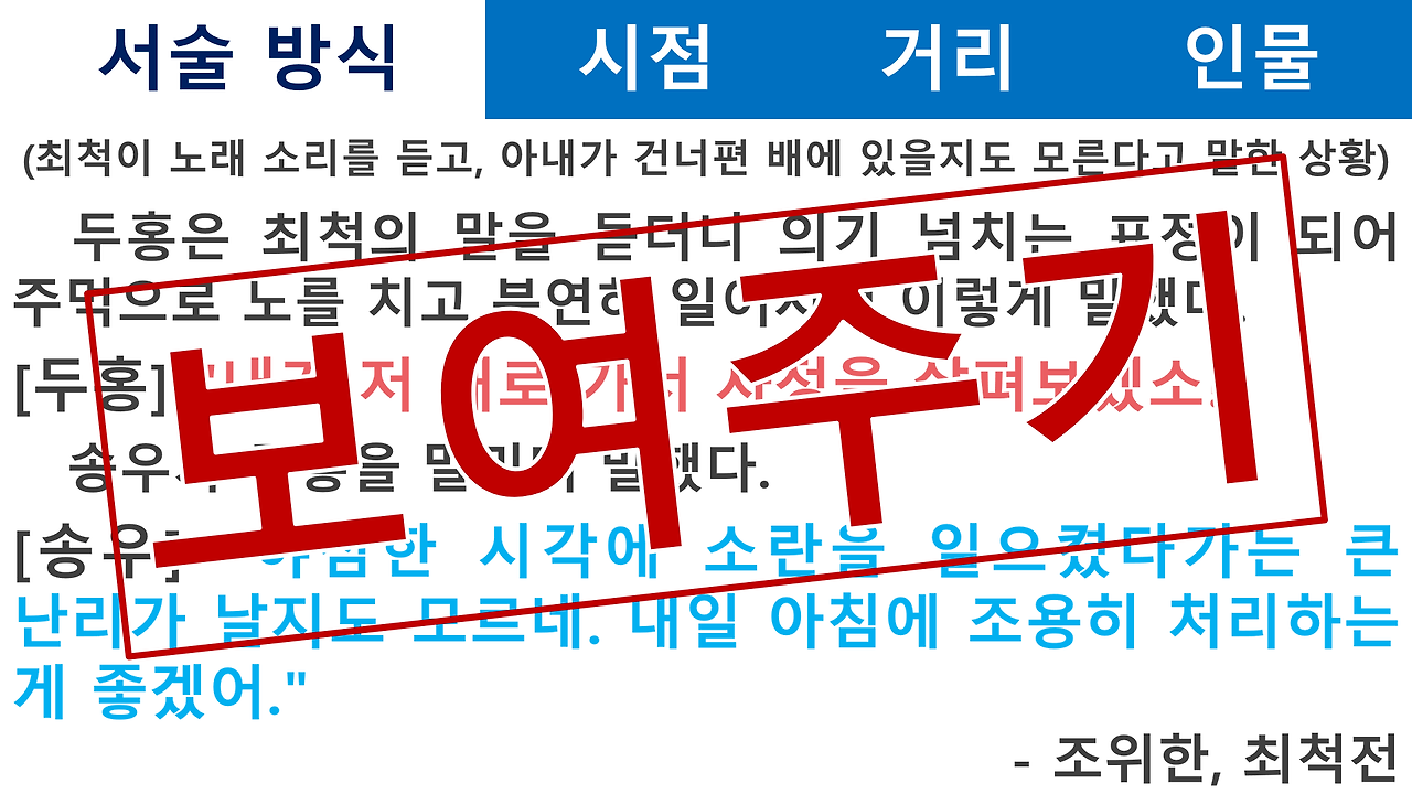 직접제시말하기와 간접제시보여주기의 차이