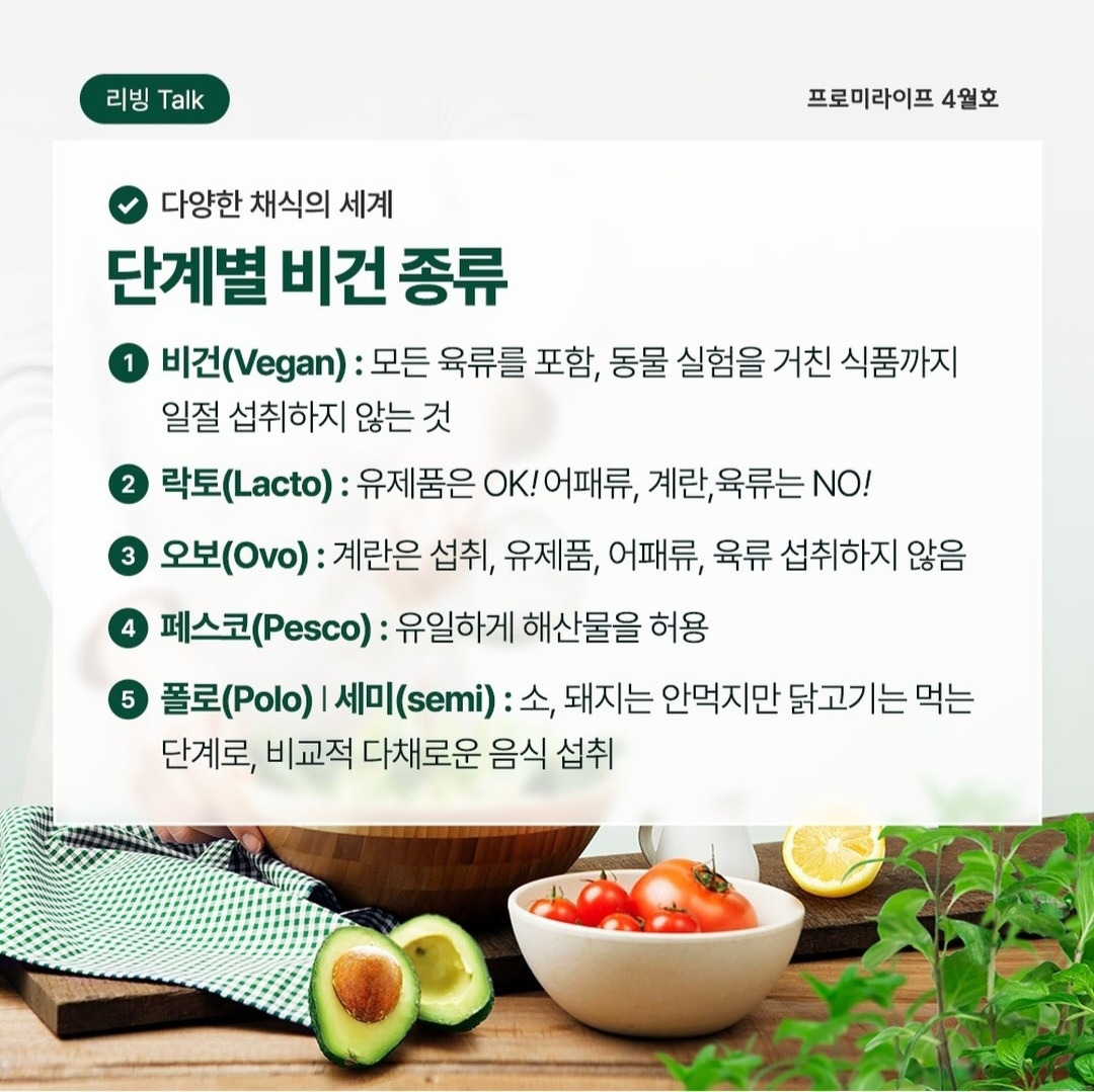 채식 식단부터 비건 종류까지 채식주의 라이프
