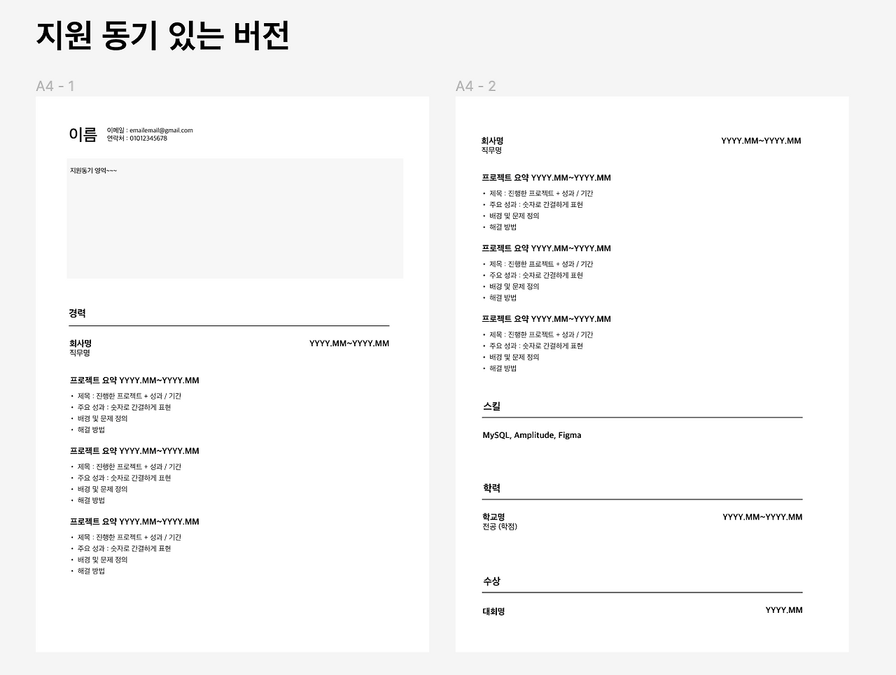 Pm 이력서 작성 팁 템플릿 드려요