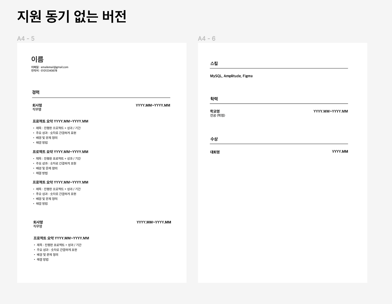 Pm 이력서 작성 팁 템플릿 드려요