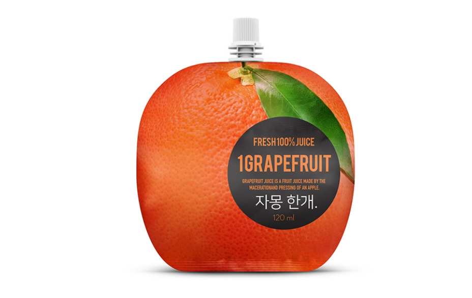 신선한 과일을 표현한 과일주스 파우치 패키지 디자인