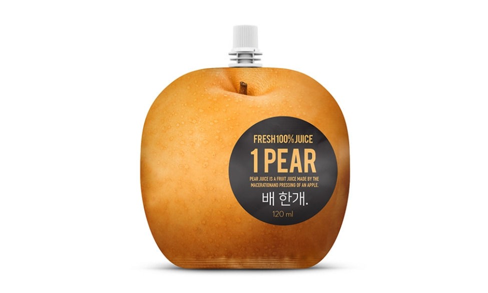 신선한 과일을 표현한 과일주스 파우치 패키지 디자인