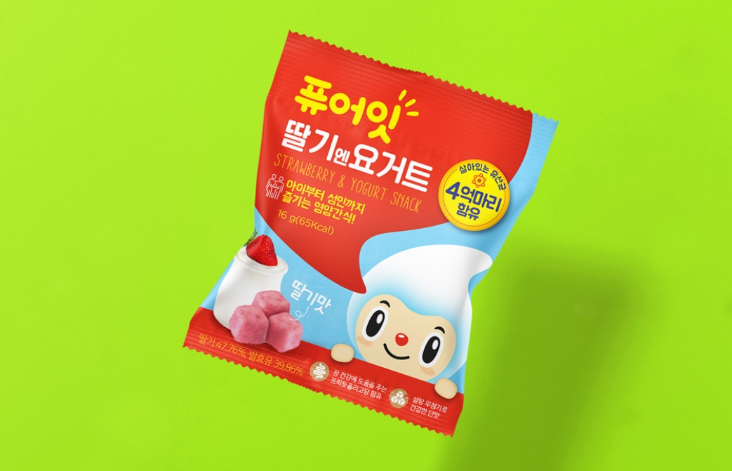제품의 장점을 부각시킨 스낵포장 패키지 디자인