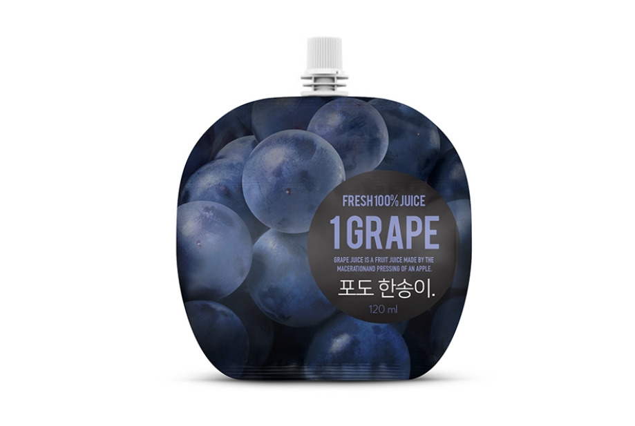신선한 과일을 표현한 과일주스 파우치 패키지 디자인
