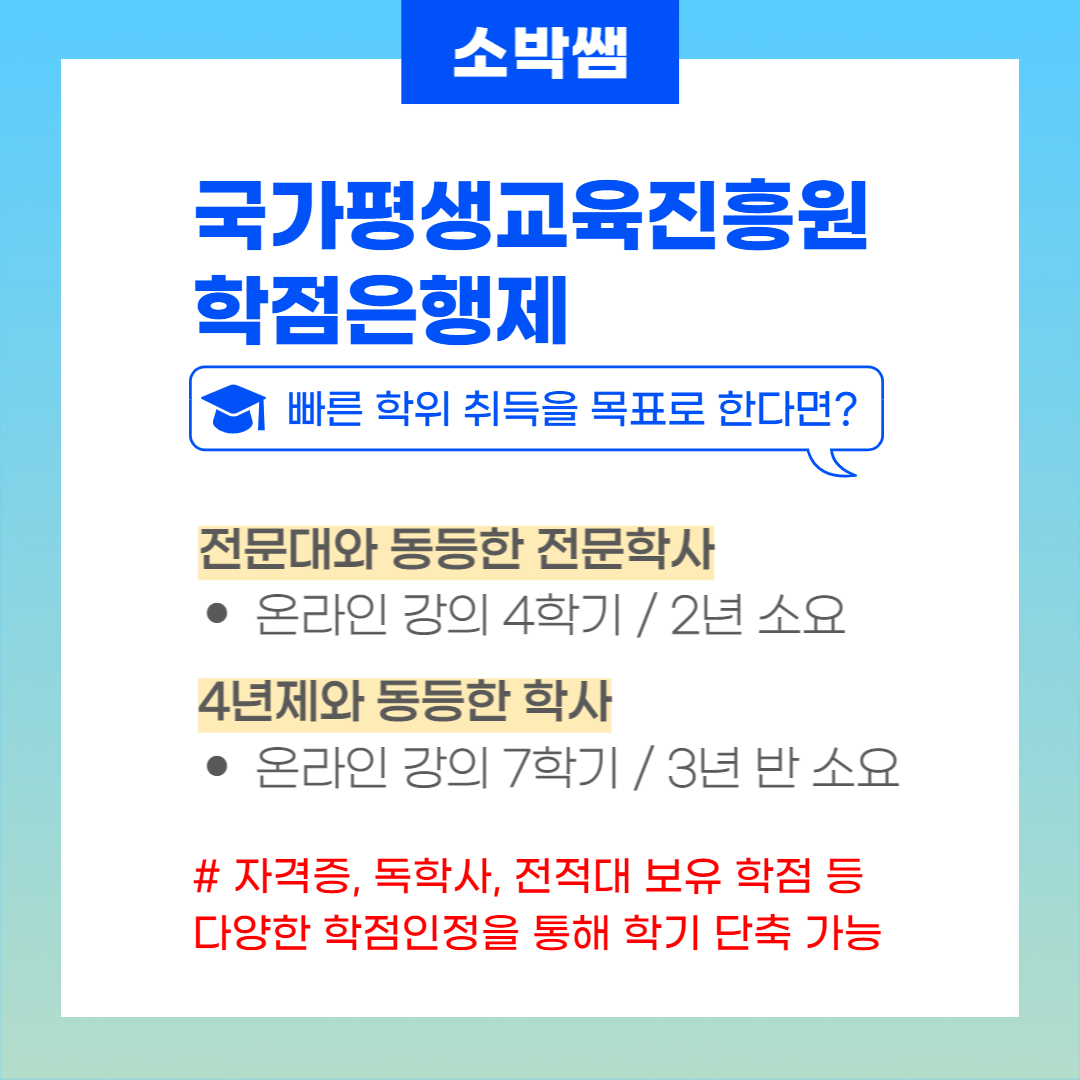 평생교육바우처카드 학점은행제 온라인강의 신청방법