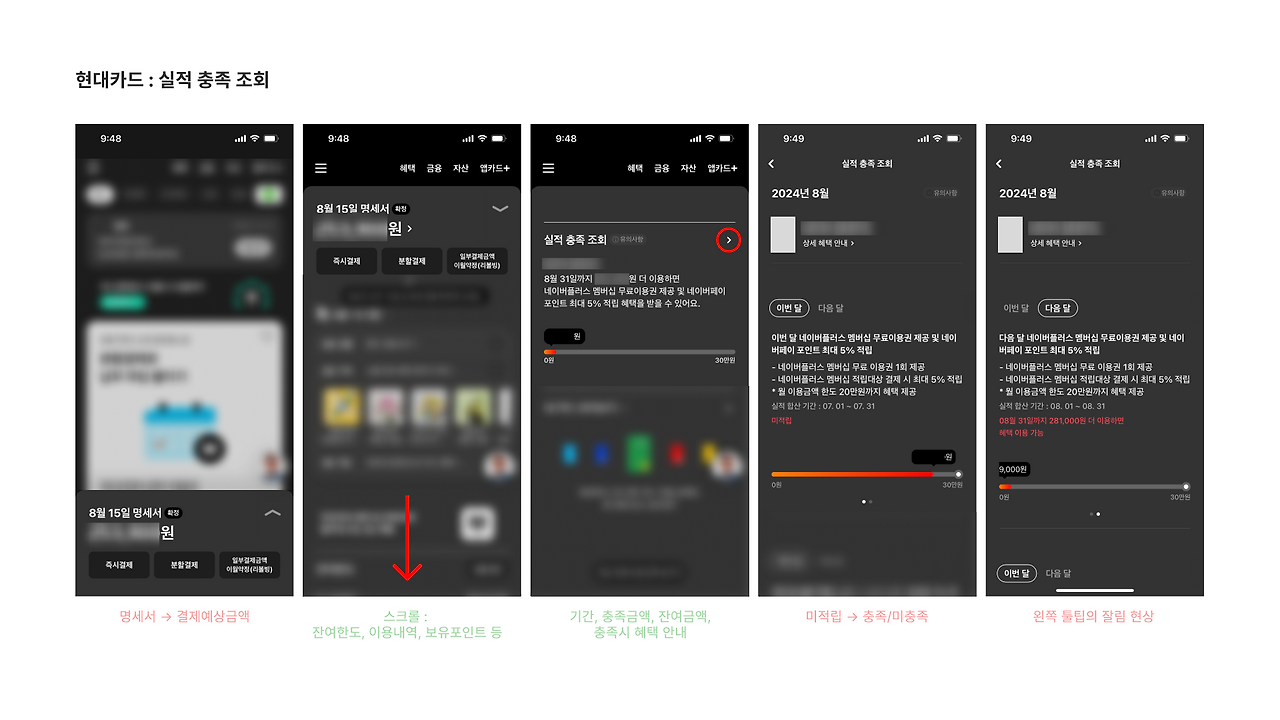 01현대카드 Vs 우리카드 실적조회 Ux 비교