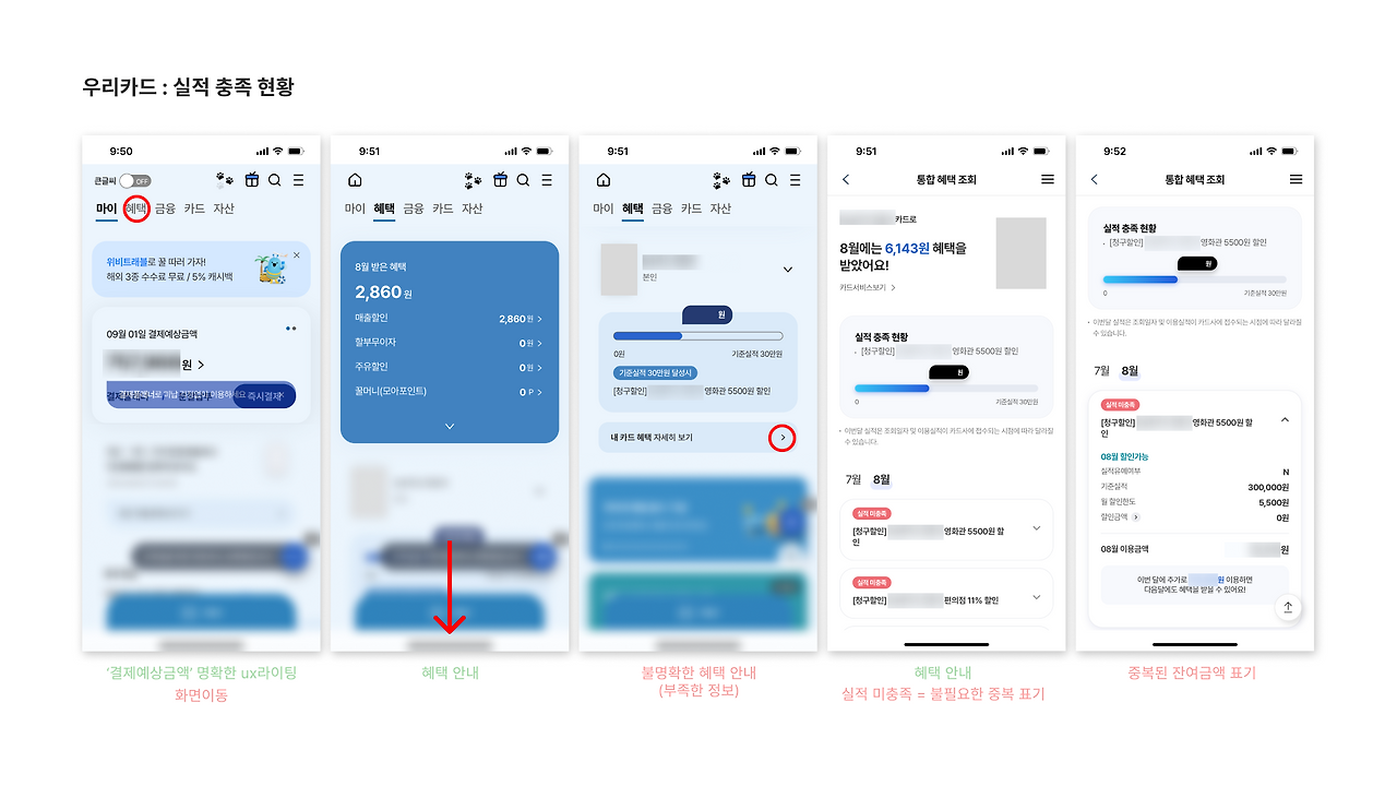 01현대카드 Vs 우리카드 실적조회 Ux 비교