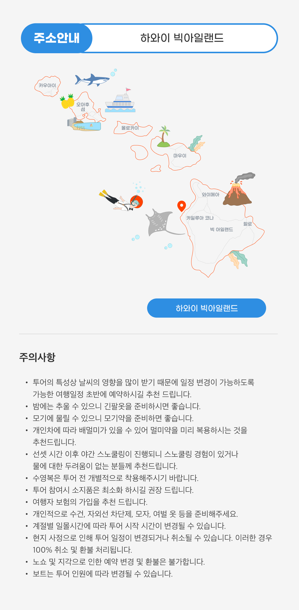 하와이 빅아일랜드 만타레이 선셋 스노쿨링