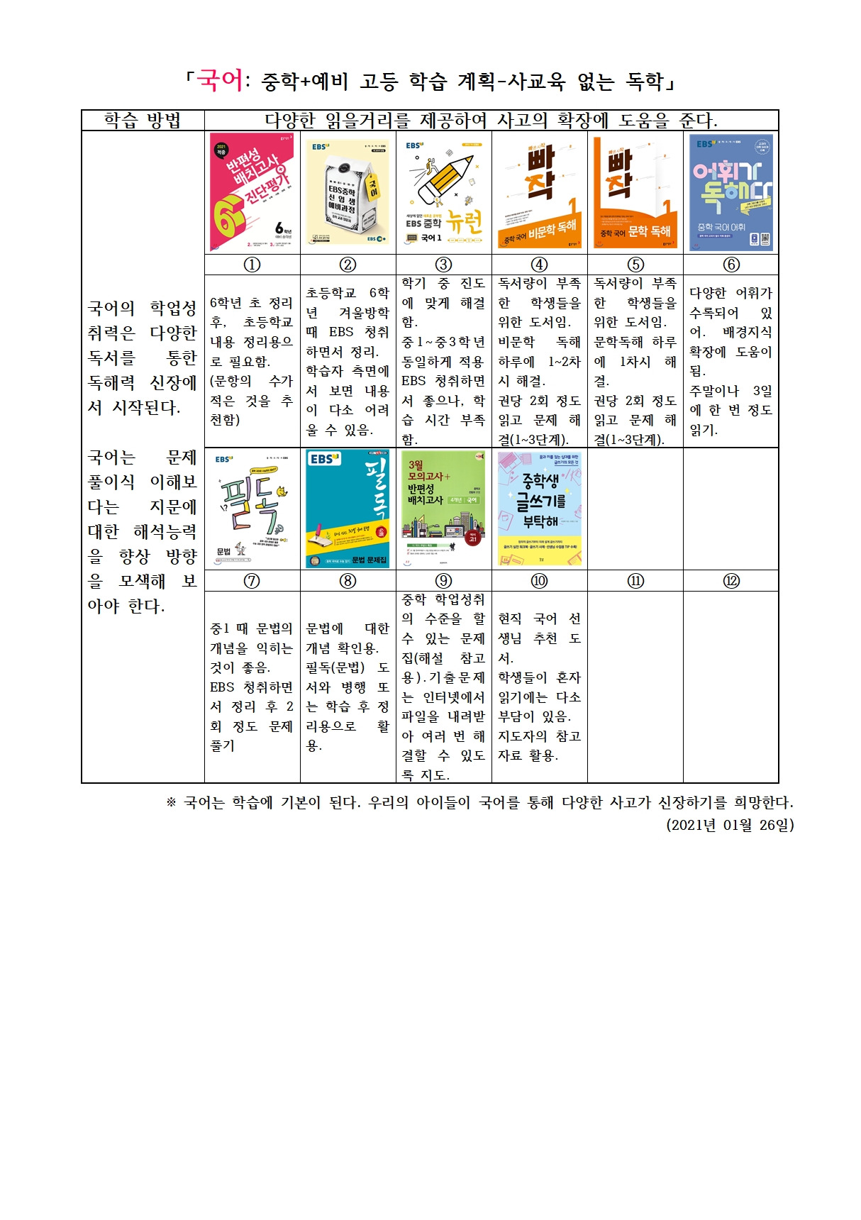 05화 국어 중학예비 고등 학습 계획
