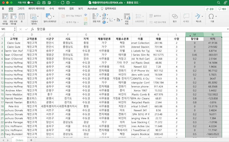 엑셀 데이터 활용하기2 데이터 분석・시각화