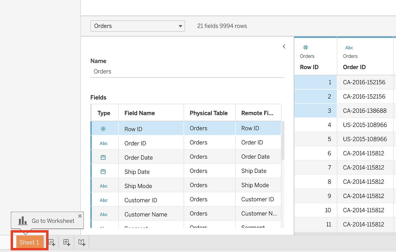 태블로에 데이터 연결하기