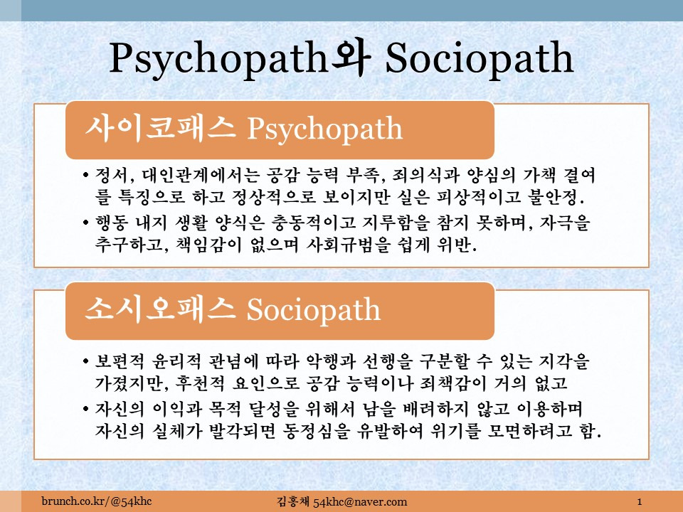 사이코패스와 소시오패스 반사회적 성격장애 관련